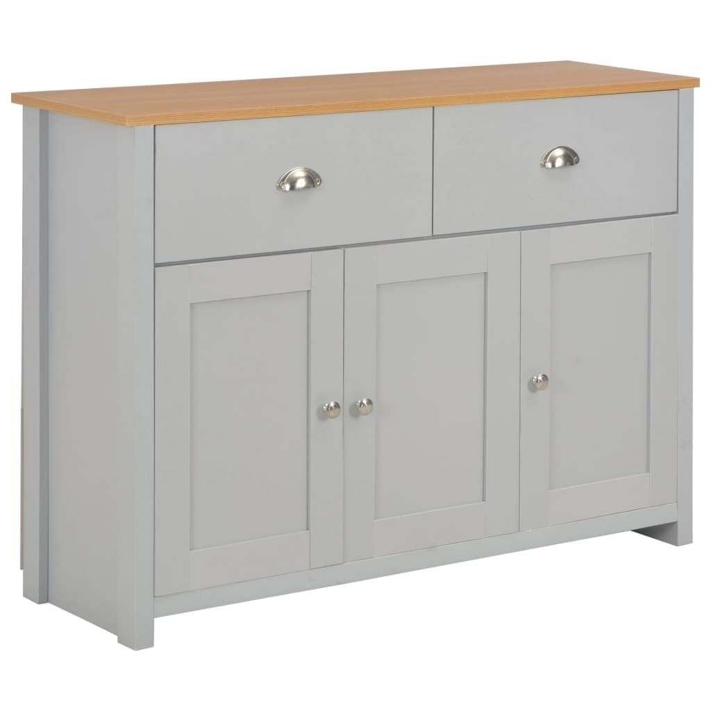 Möbelando Sideboard 298620 Lxbxh 35x112x81 Cm In Grau Naturholzfarbe