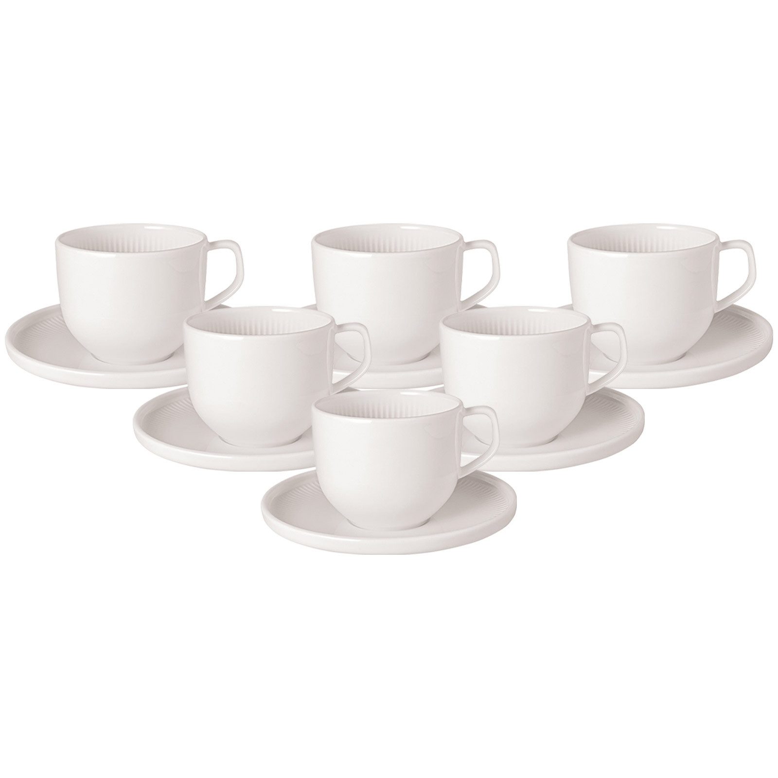 Villeroy & Boch Tasse Afina Kaffeetassen mit Untertassen 150 ml 6er Set, Porzellan