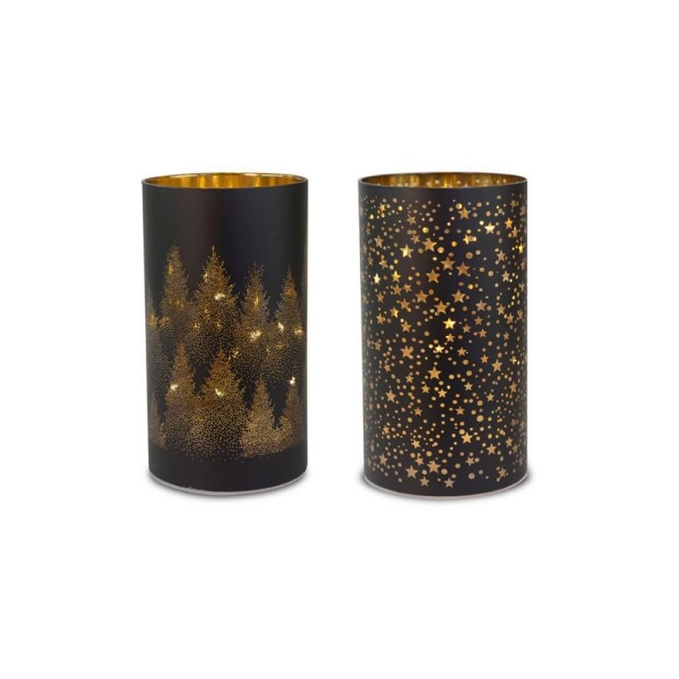 Riffelmacher And Weinberger Led Kerze Leuchter Schwarz Gold 9 X 16 Cm