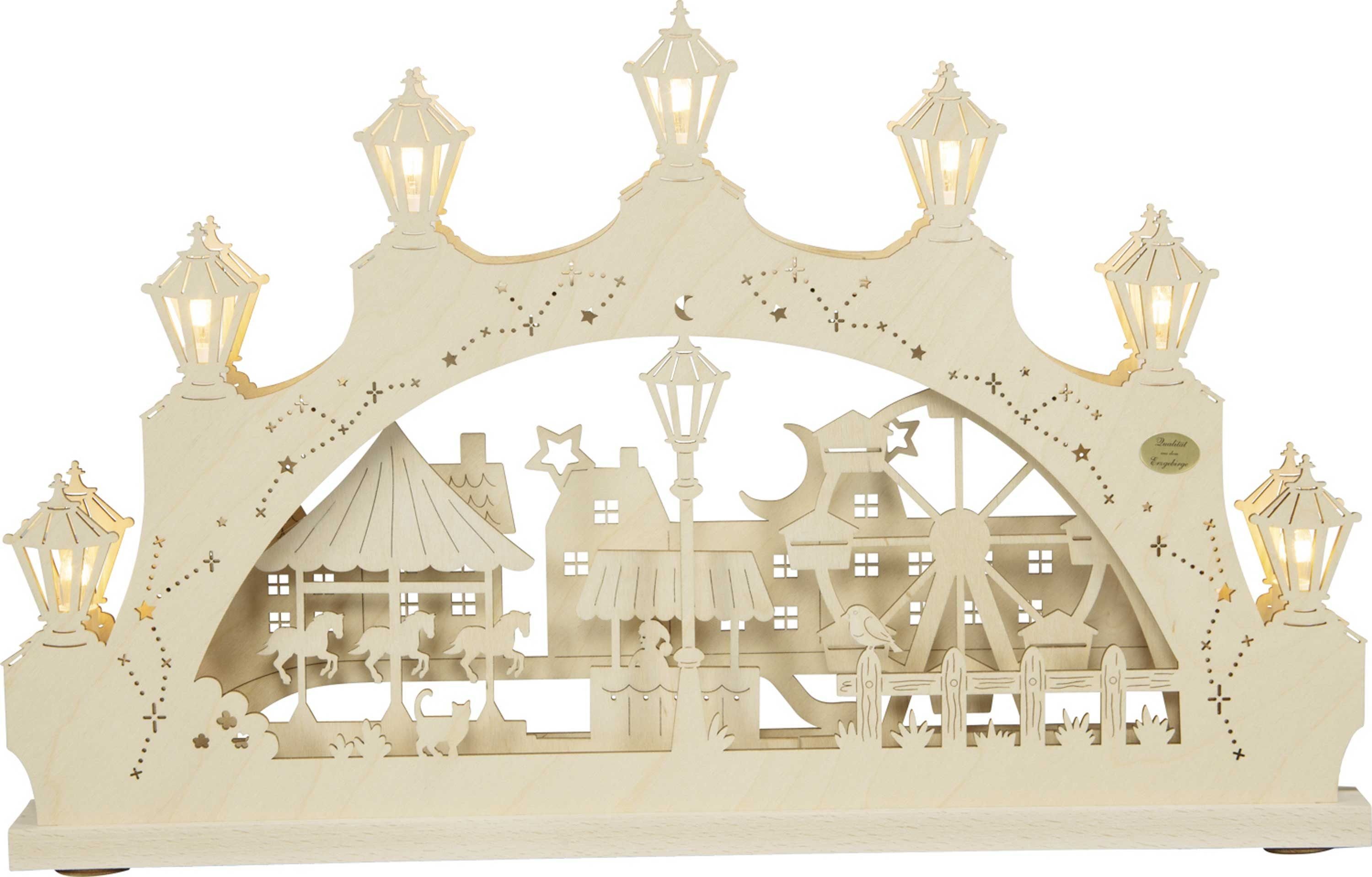 SAICO Original Lichterbogen 3D-Lichterbogen mit Wechselmotiv "Winterfreuden in der, Schwibbogen