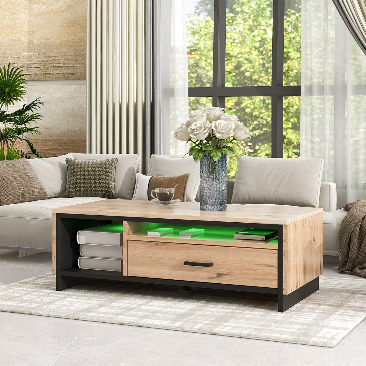 Xdeer Couchtisch Mosaik Couchtisch Originalfarbener Zweifarbiger