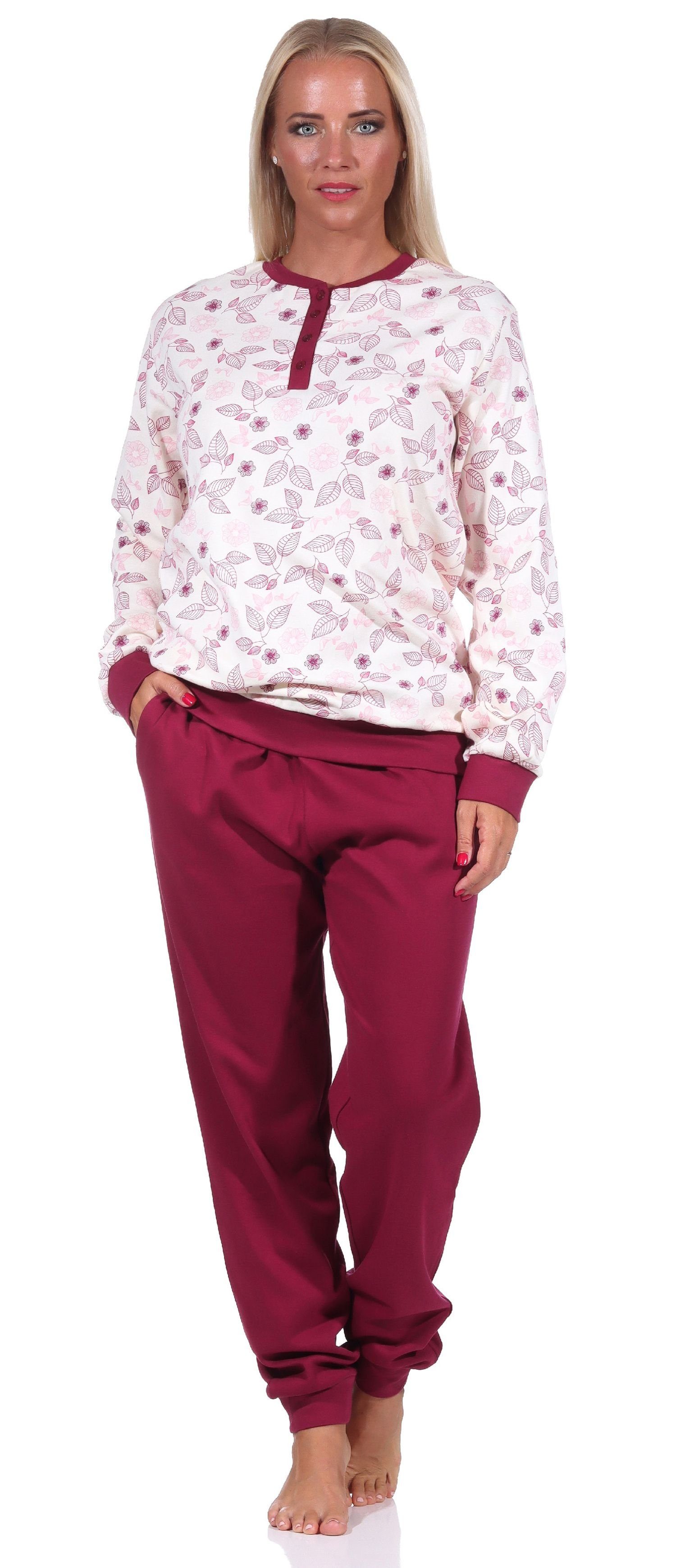 Normann Pyjama Damen Interlock Pyjama Lang Mit Bündchen Auch In