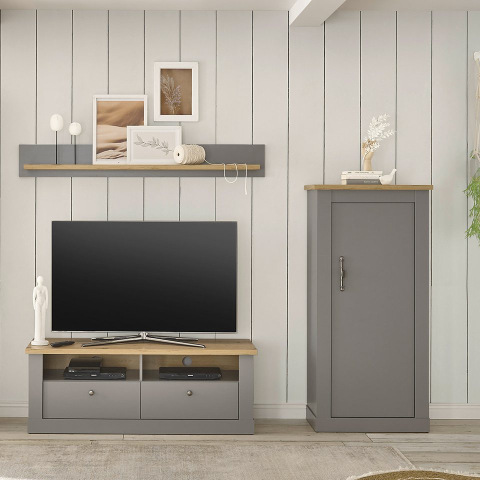 Lomadox Wohnwand 3 St 3 Tlg Im Landhaus Stil In Grau Mit Artisan
