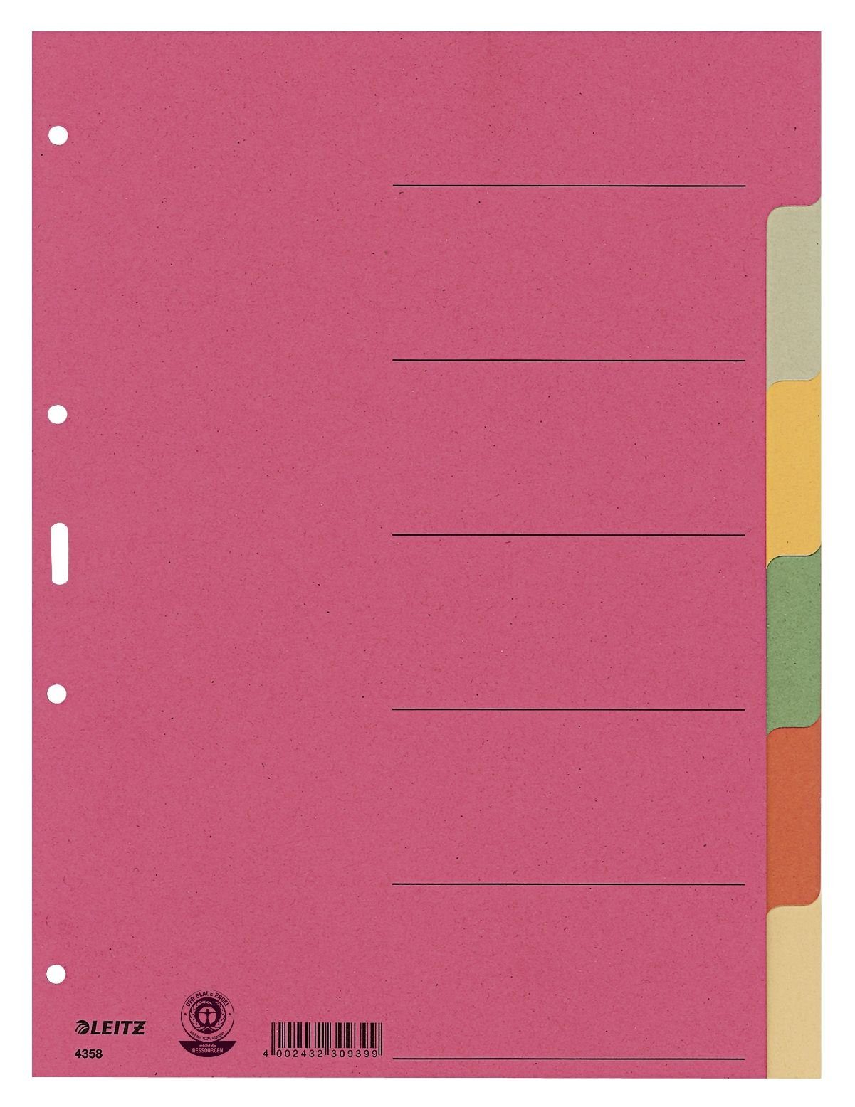 LEITZ Aktenordner 4358 Register - Karton, blanko, A4, 6 Blatt, farbig ...