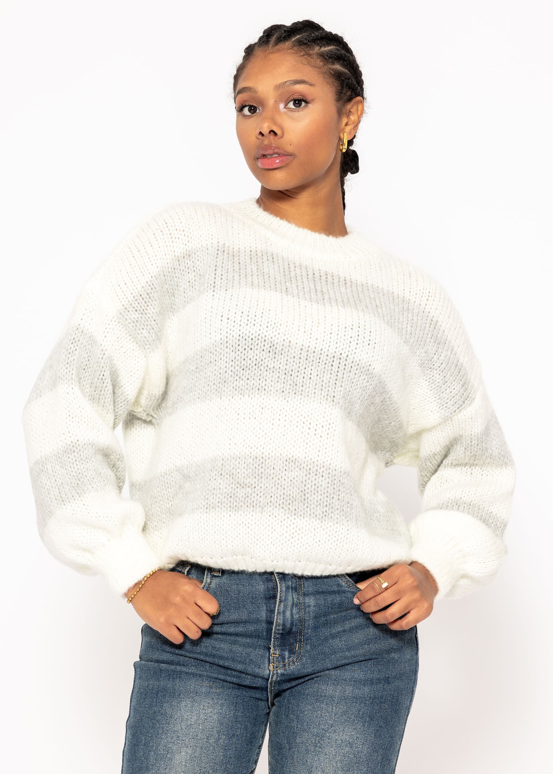 SASSYCLASSY Strickpullover Strickpullover Damen mit Streifen Oversized gestreifter Pullover ...