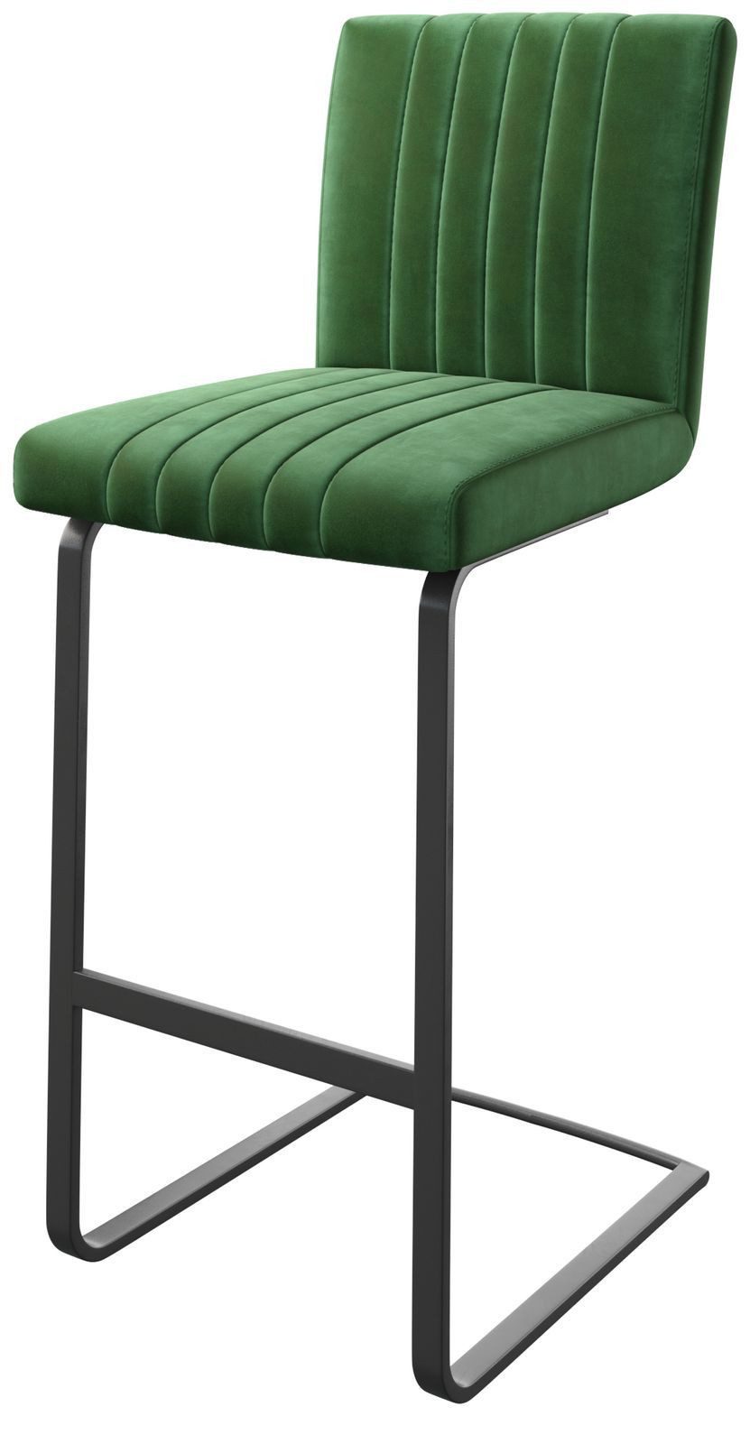 DELIFE Barhocker Luiga-Flex, Freischwinger flach Metall Samt Grün