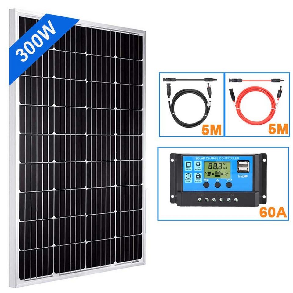 Gliese Solarmodul 300w Mono Solarpanel 60a Solar Laderegler 30000 W