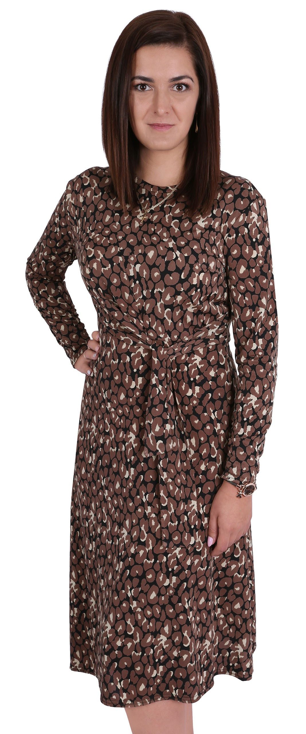 Sarciaeu Midikleid Ein Schwarz Braunes Geflecktes Kleid Von John Zack L