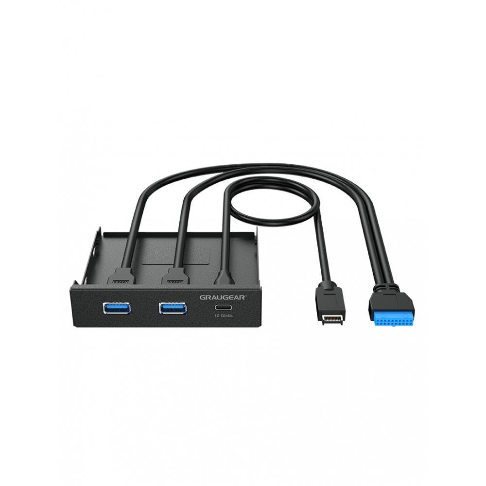 GRAUGEAR PC-Gehäuse G-MP01, USB HUB Multi Frontblende USB 3.2 Gen2 Type C, 3,5" Schacht, PC Case