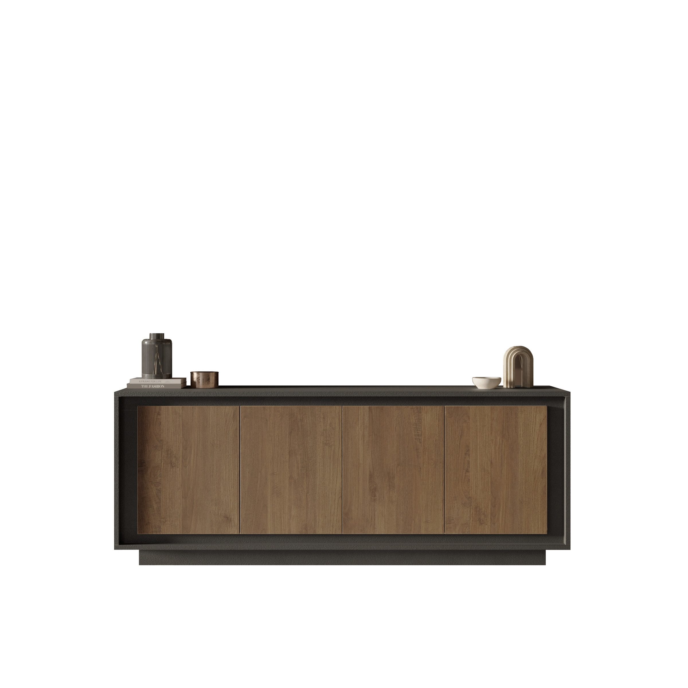 LC Mobili Sideboard 4 Türen, Lava anthrazit / Mercure Eiche Dekor ...