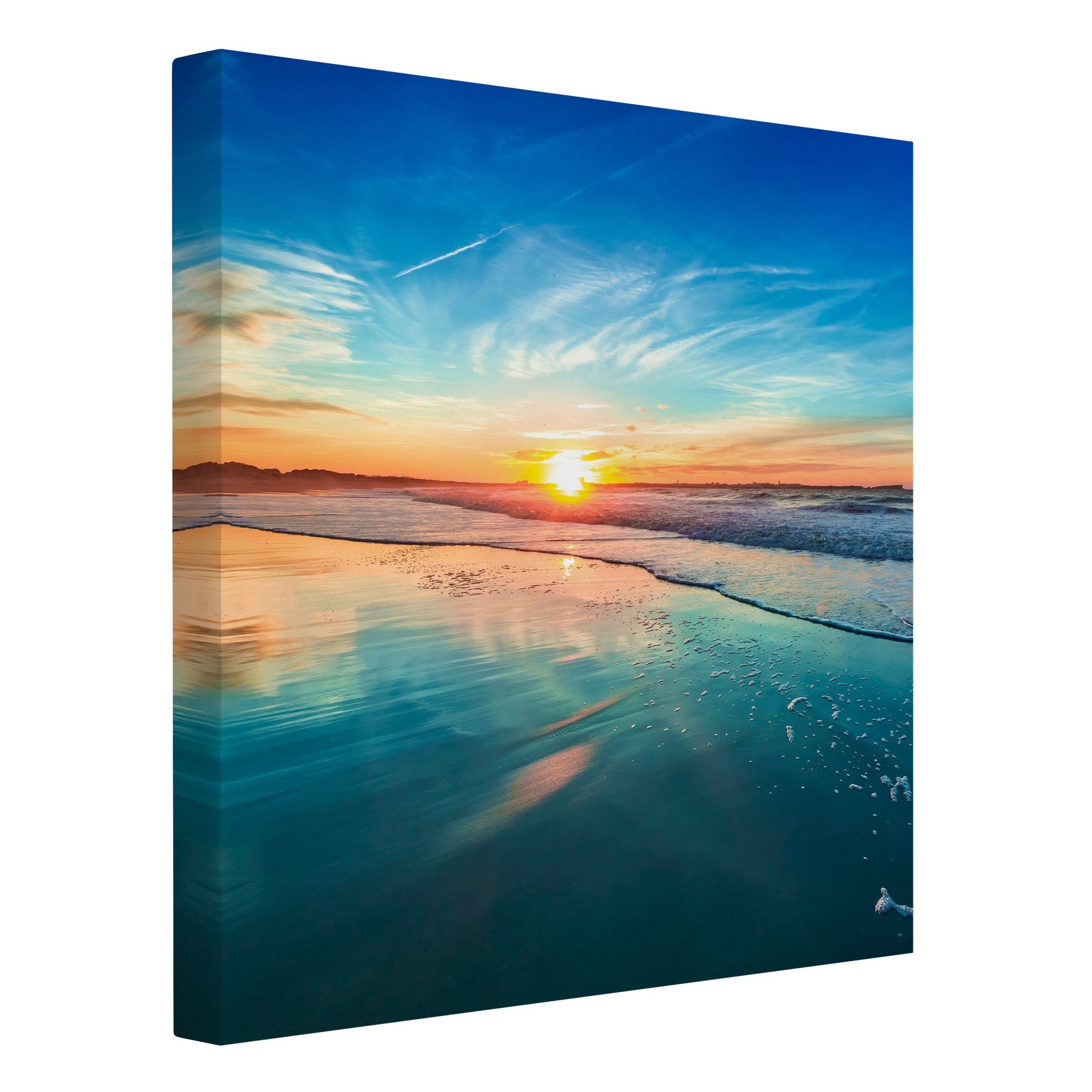 Bilderdepot24 Leinwandbild Strand Natur Sonnenuntergang Meer türkis Bild auf Leinwand Groß XXL ...