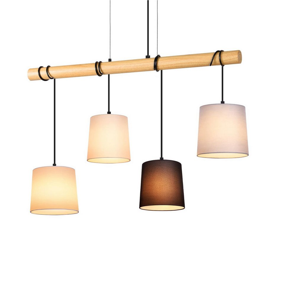 Nettlife Pendelleuchte Holz Esszimmer 4 Flammig Weiß Vintage E27