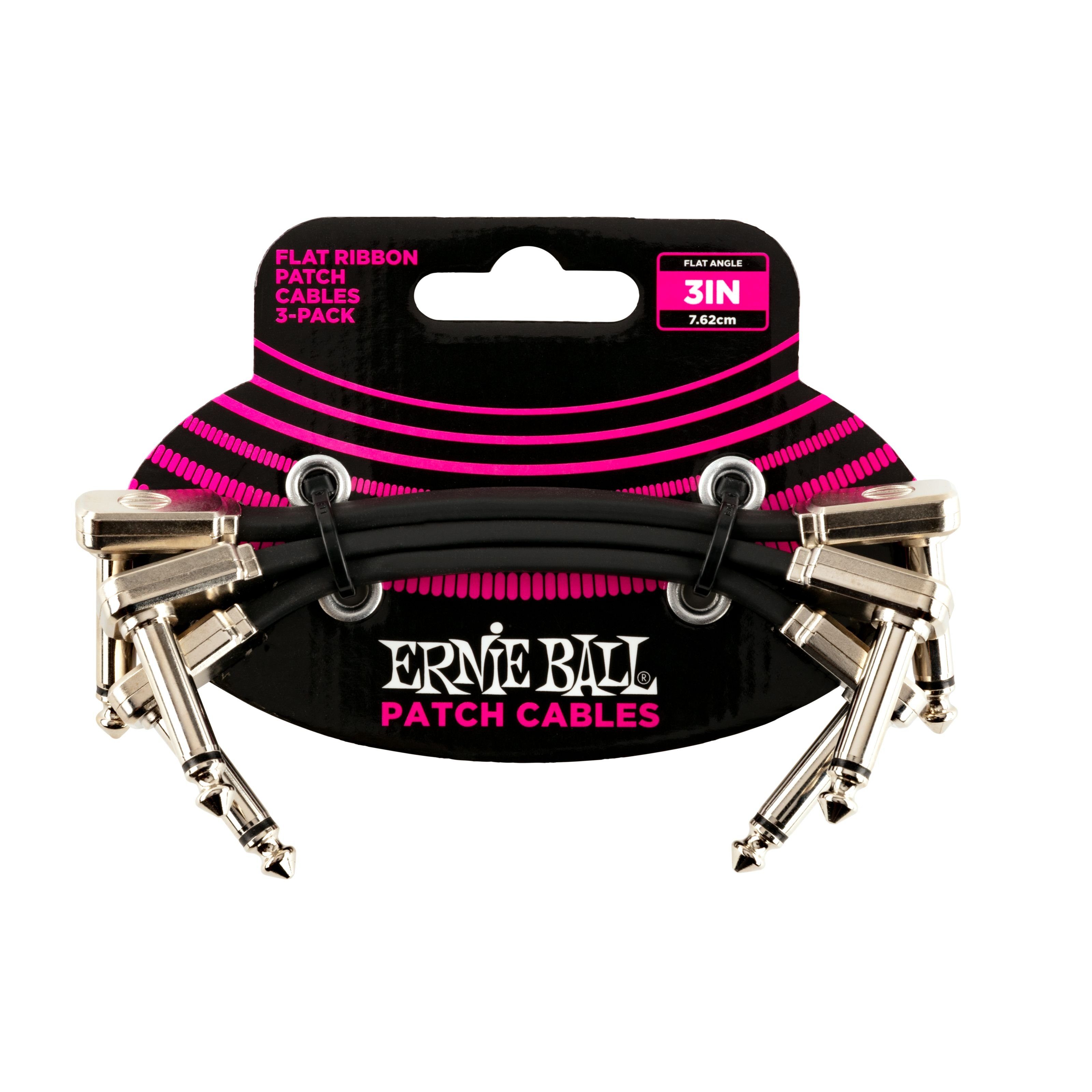 Ernie Ball Audio-Kabel, EB6220 3" Flat Ribbon Patch Cable 3-Pack 7,5 cm ...