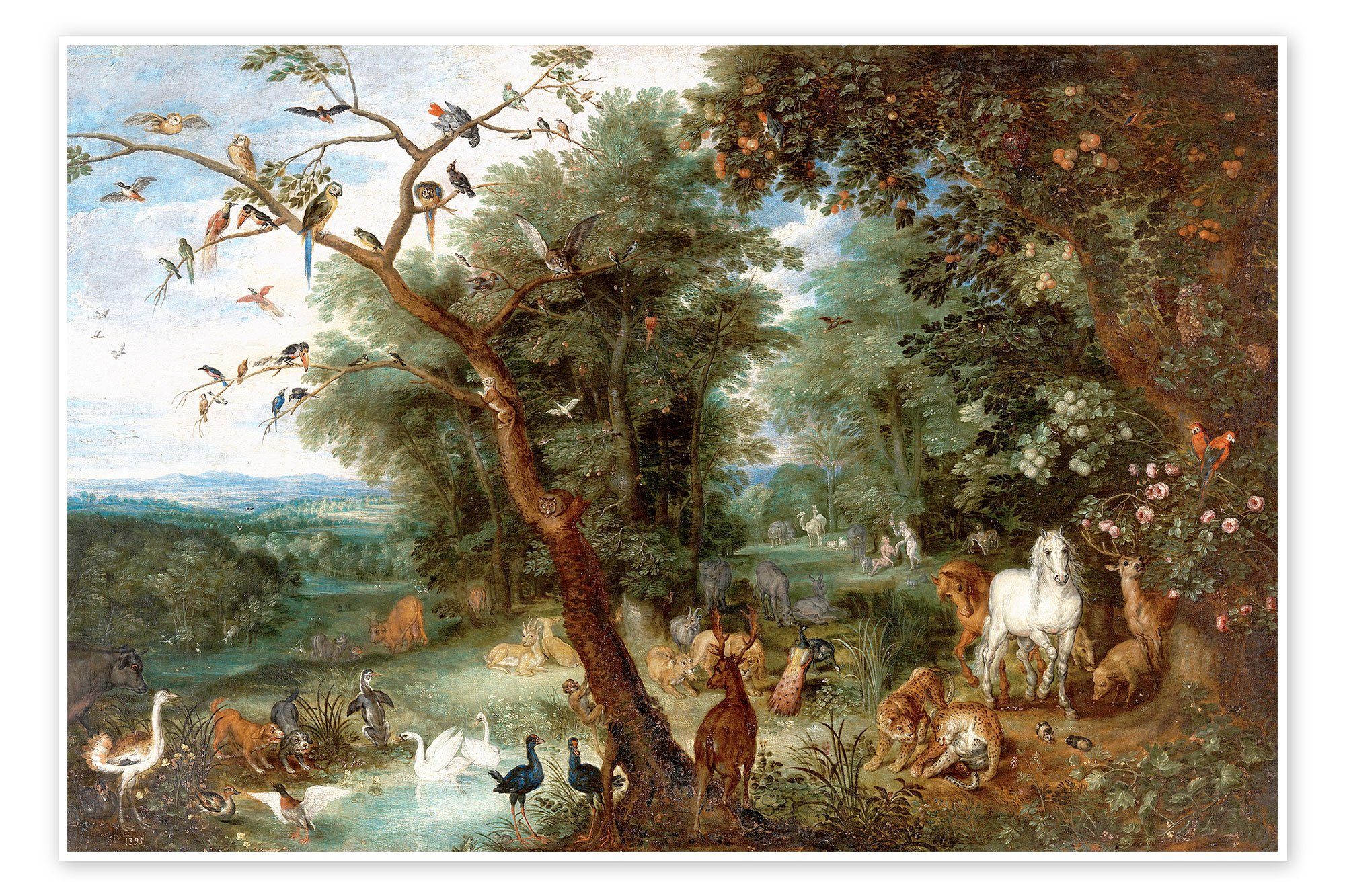 Posterlounge Poster Jan Brueghel d.Ä., Garten Eden mit Adam und Eva, Malerei