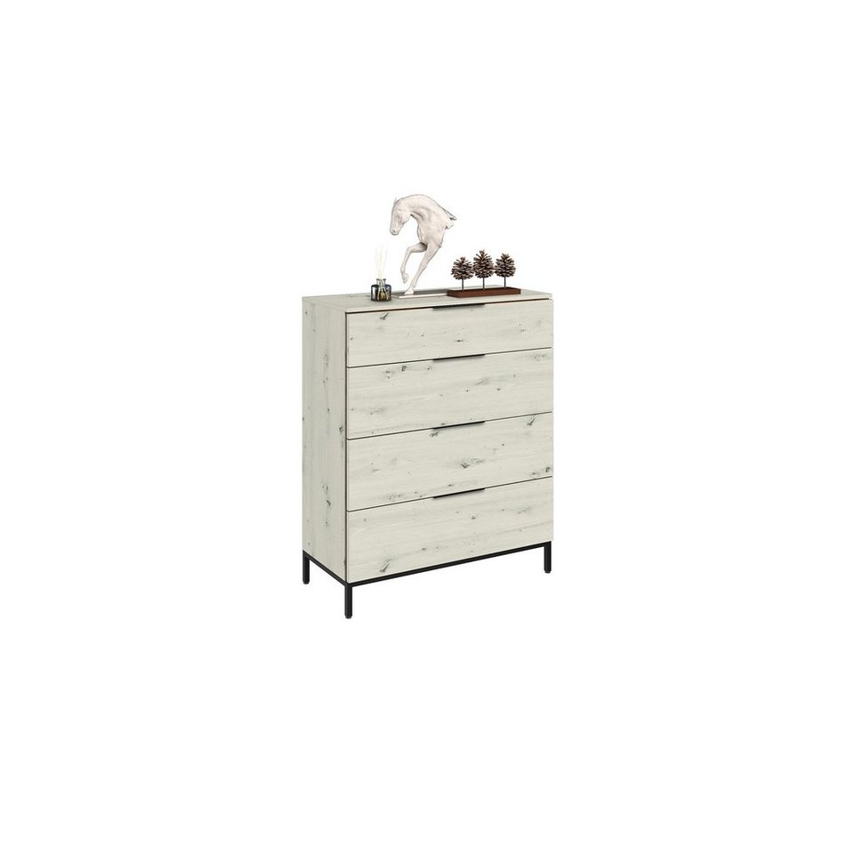 Möbelando Kommode 7364 Bxhxt 90x113x40 Cm In White Oak Metall