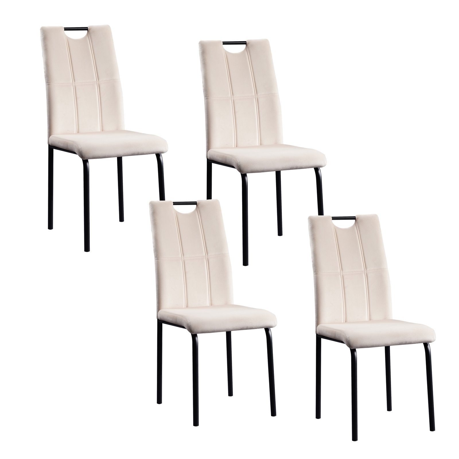 Hti Living Polsterstuhl Esszimmerstuhl Denton Samt Creme 4er Set Set