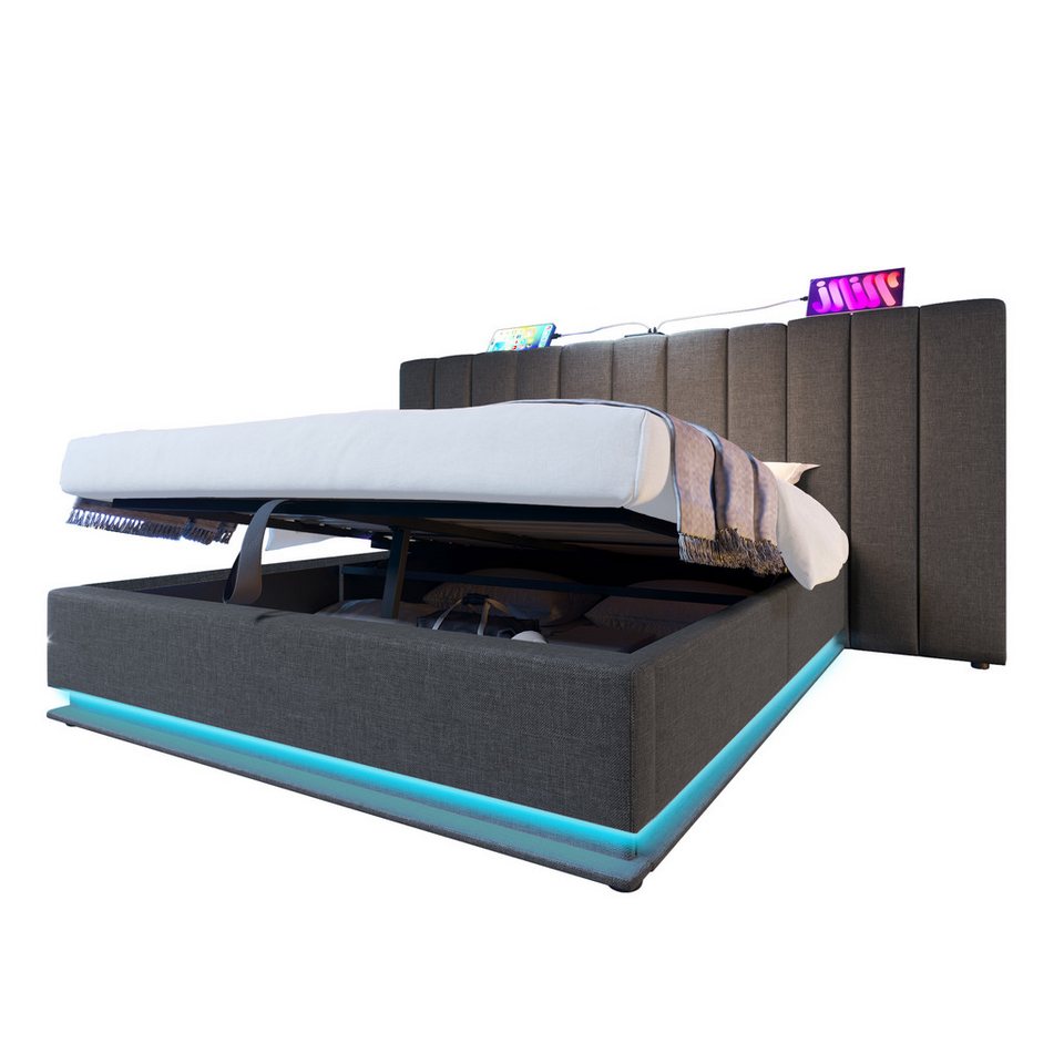 Hauss Spole Polsterbett 160×200 Mit App Control Led Und Usb C