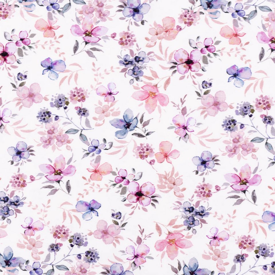 SchÖner Leben Stoff Jersey Stoff Bio Digitaldruck Blumen Blätter