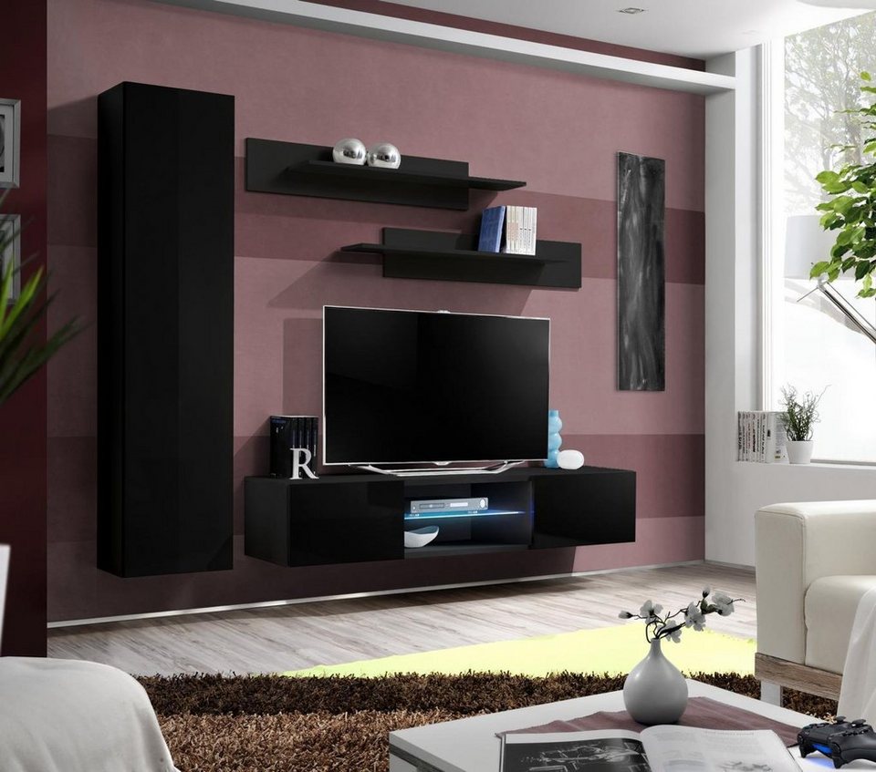 Jvmoebel Wohnzimmer Set Wohnwand Einrichtung Wandschrank Design Holz