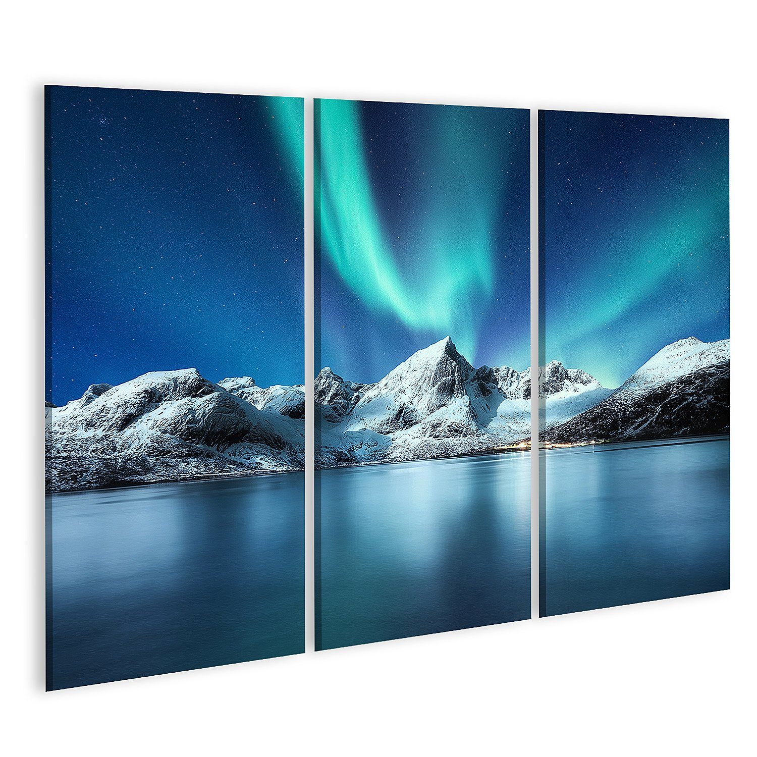 islandburner Leinwandbild Bild auf Leinwand Aurora Borealis Lofoten Inseln Norwegen Nordlichter