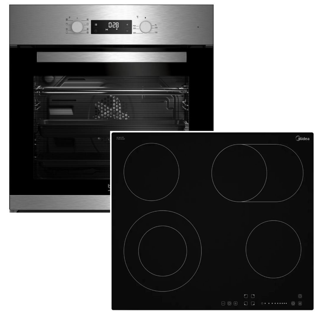 Beko Induktions Herd Set Einbau Backofen Glaskeramikkochfeld