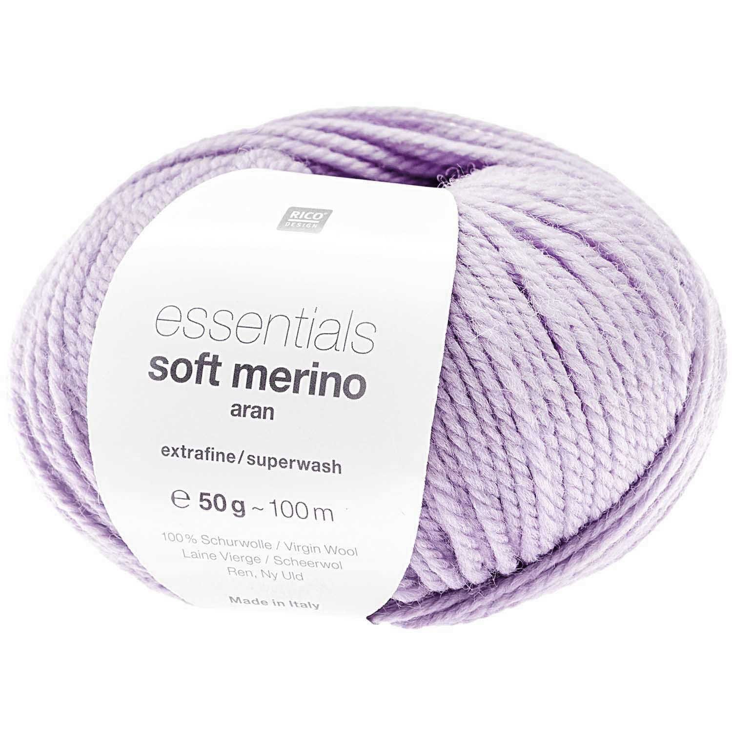 Rico Design Wolle Essentials Soft Merino Aran Merinowolle zum Stricken ...