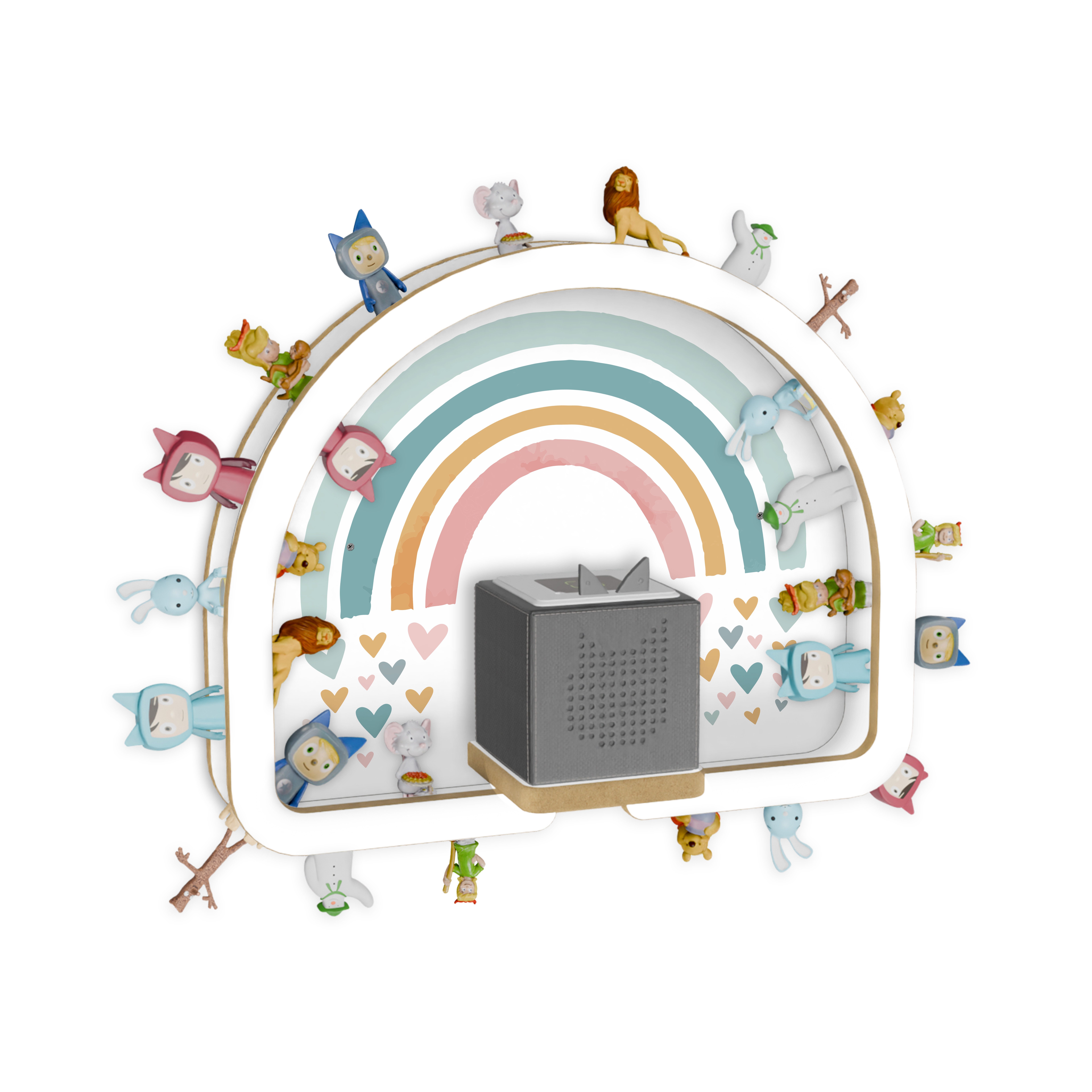 Holzura Kinderregal Tonie Regal Regenbogen mit magnetischem Rahmen für ...