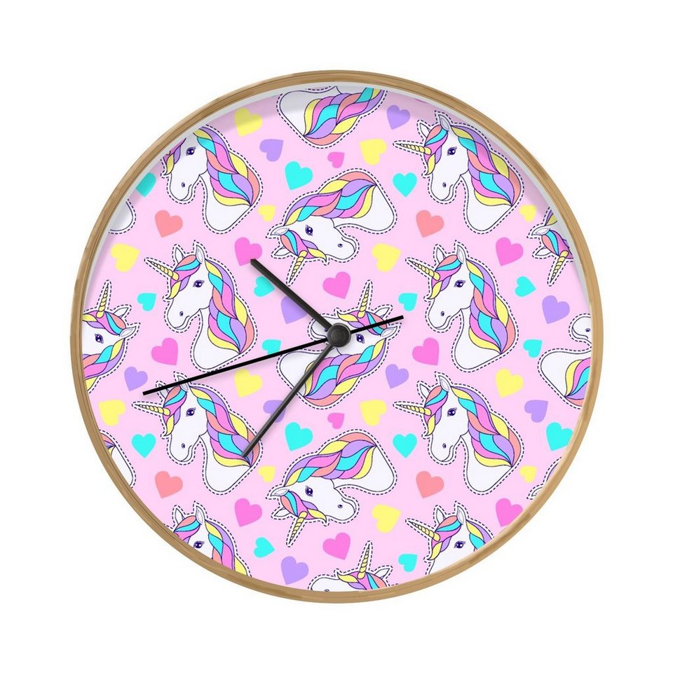 Muchowow Wanduhr Einhorn Regenbogen Muster Uhrwerk Wohnzimmer
