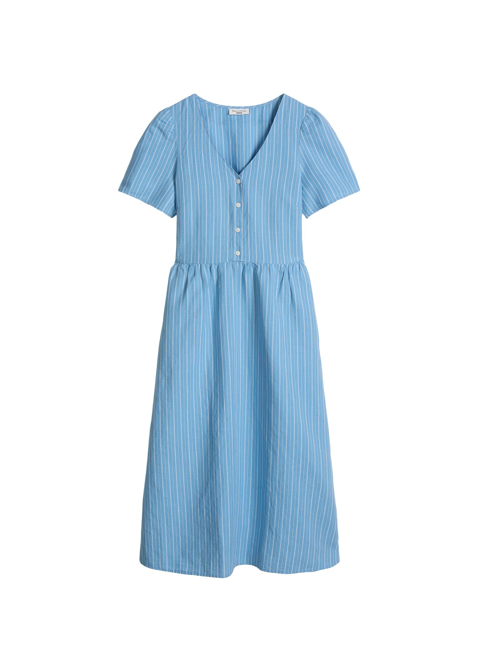 Marc O'Polo DENIM Sommerkleid regular aus Leinen-Baumwolle-Mix, gestreift