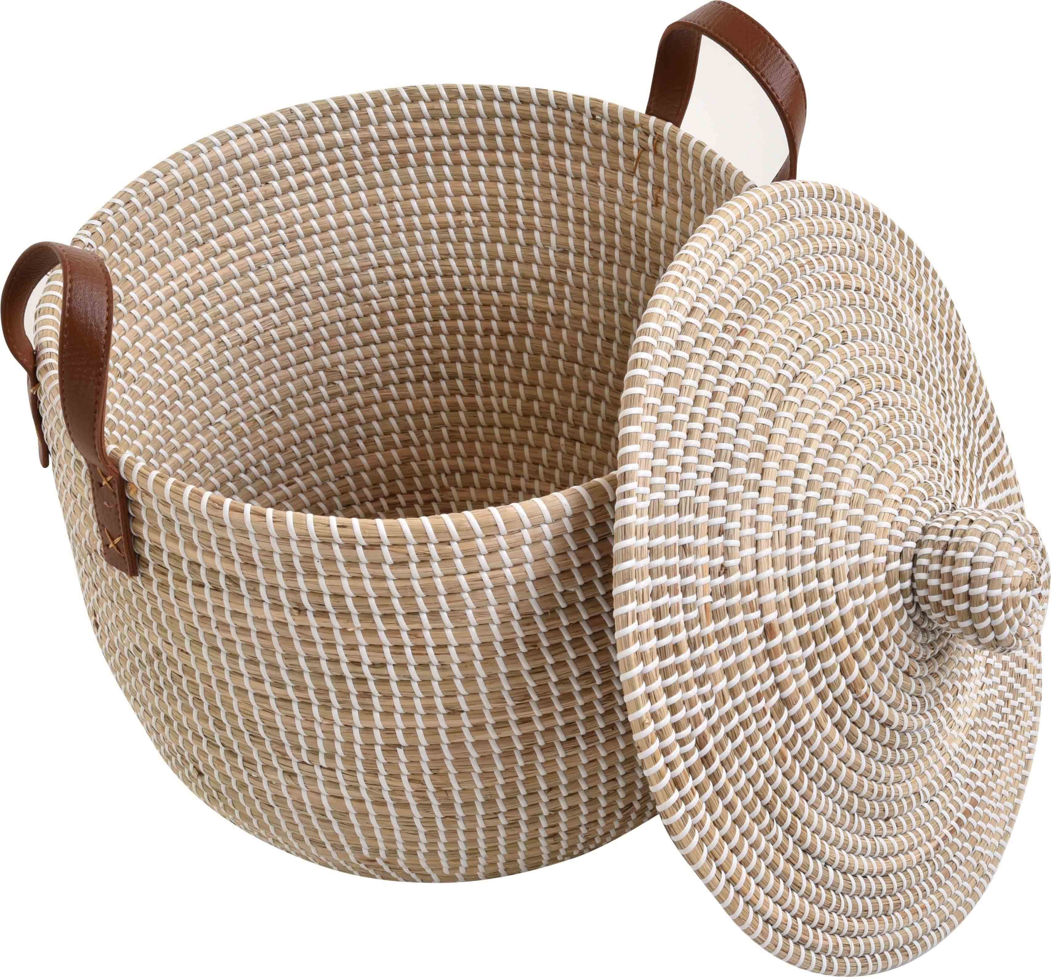 Krines Home Aufbewahrungskorb Handgearbeiteter Seegras Dekokorb mit ...