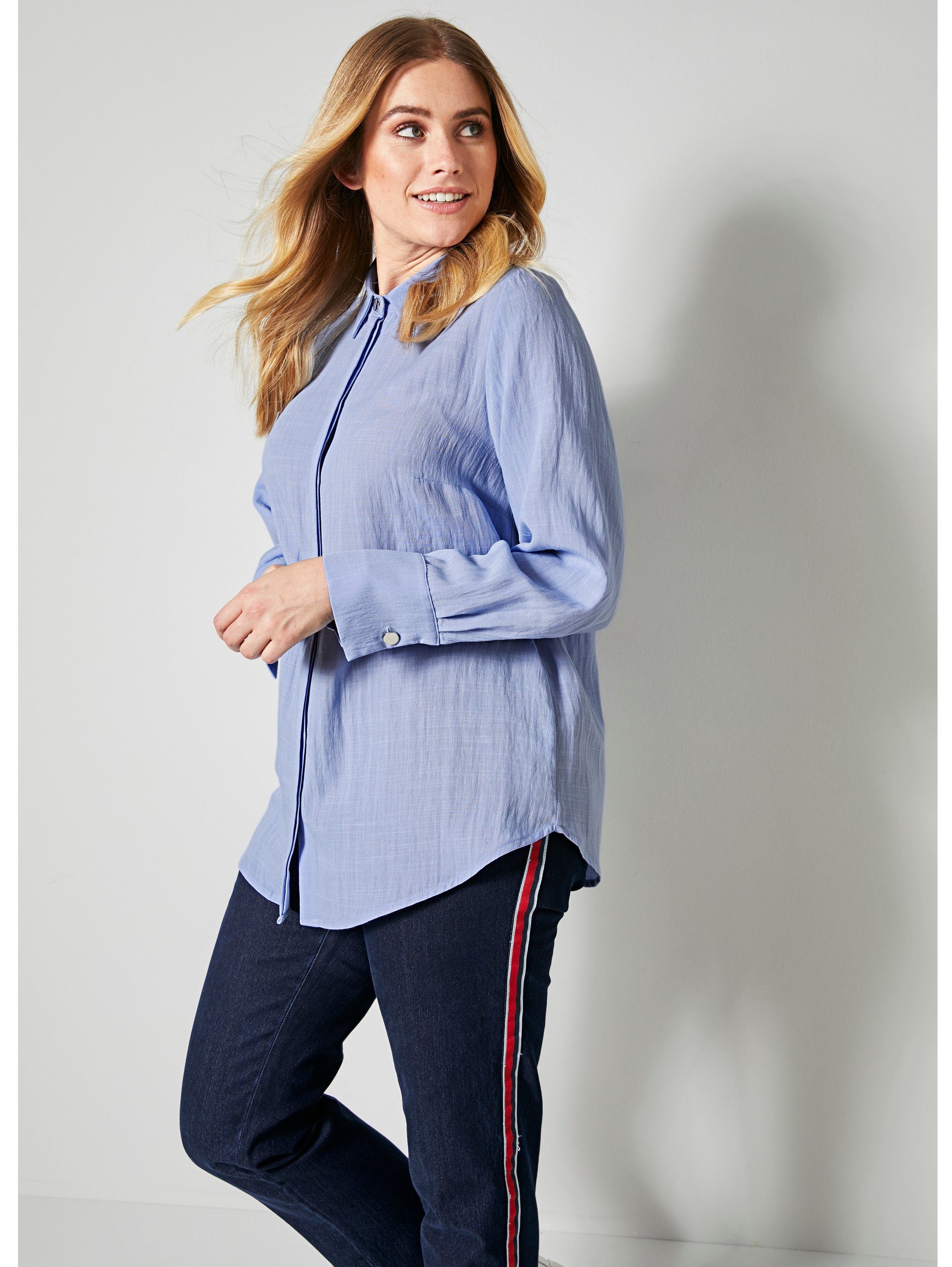 Sara Lindholm By Happy Size Bluse Schmückender Knopf Online Kaufen Otto