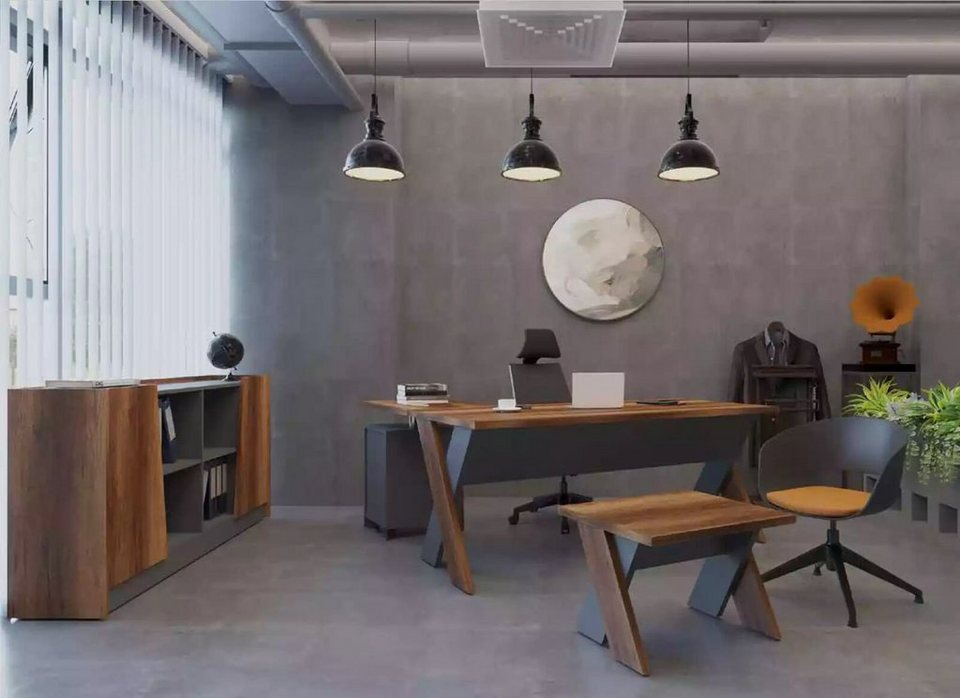 Jvmoebel Eckschreibtisch Schreibtisch Couchtisch Bücherregal
