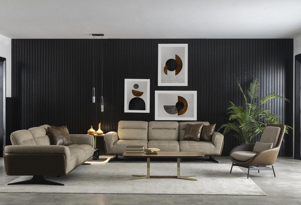 Xlmoebel Wohnzimmer Set Luxus 4 Sitzer Sessel Mit Couchtisch 3 Teilig