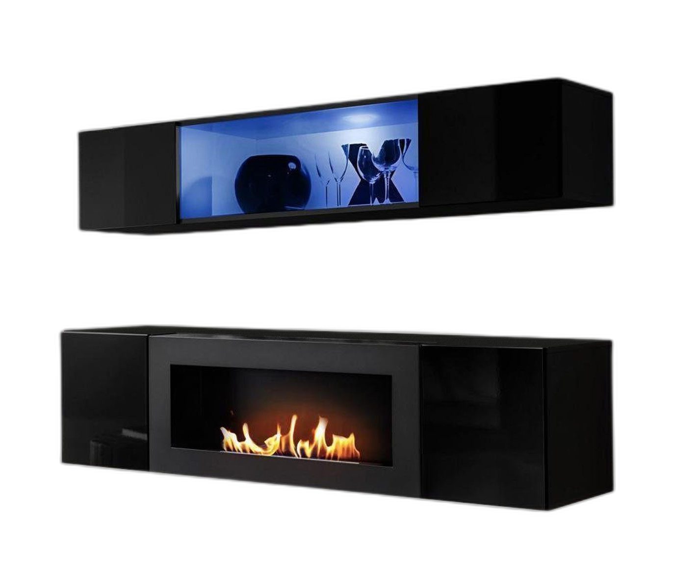 Xlmoebel Wohnzimmer Set 2 Teiliges Hängesideboard Mit Kaminmöbel Für