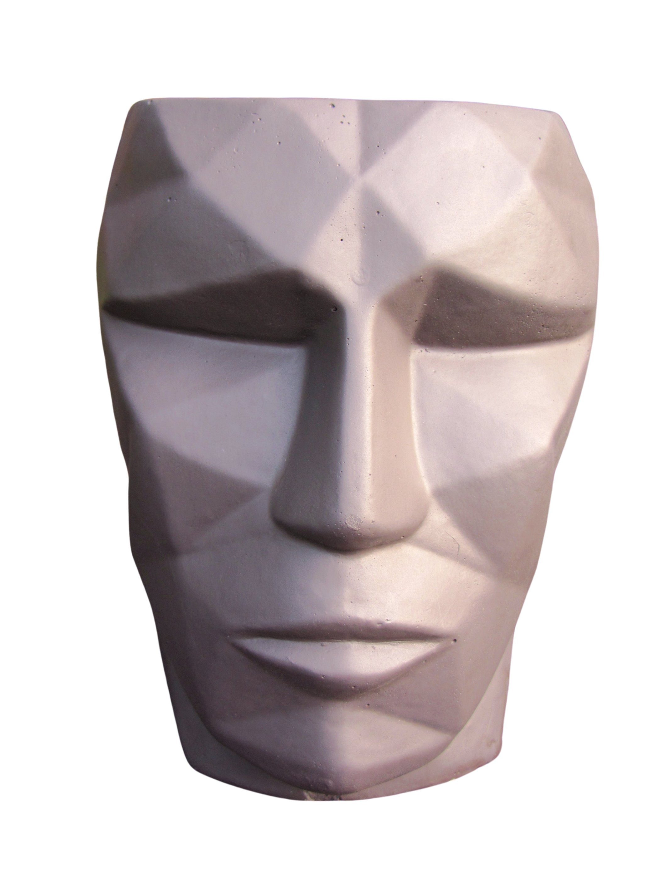 meinvipshop Blumentopf Übertopf Maoi Face hellgrau
