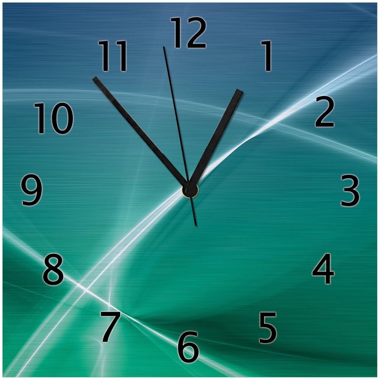 Wallario Wanduhr Abstrakte Formen Und Linien In Blau Grün Türkis