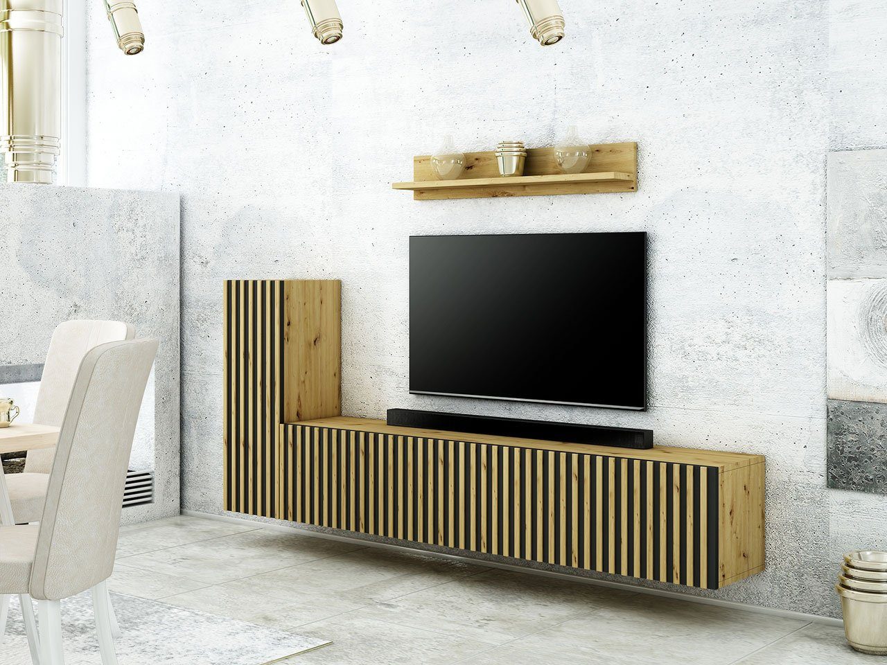 Mirjan24 Wohnwand Trend Ii 4er Set Hängeschrank 2x Tv Lowboard