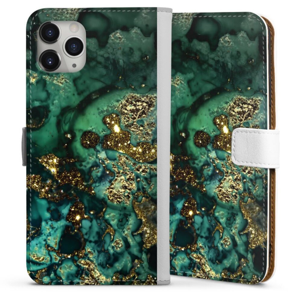 Deindesign Handyhülle Marmor Glitzer Look Muster Cyan Glitter Marble