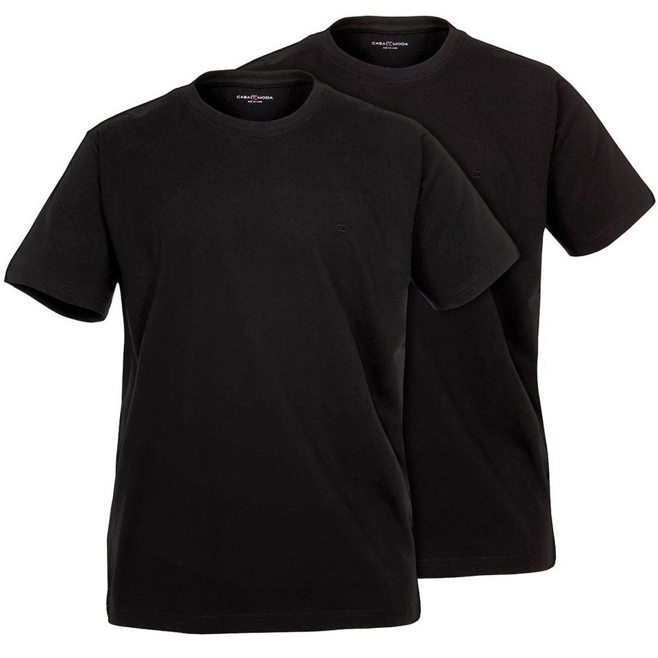 Casamoda Rundhalsshirt Große Größen Herren Doppelpack T Shirts Schwarz