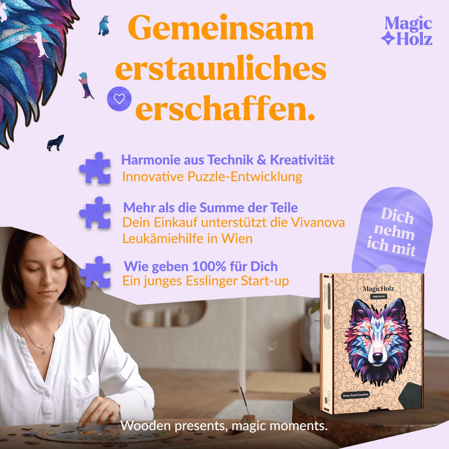 MagicHolz Puzzle MagicHolz Sharp-Eyed Guardian Wolf Holzpuzzle (2D ...