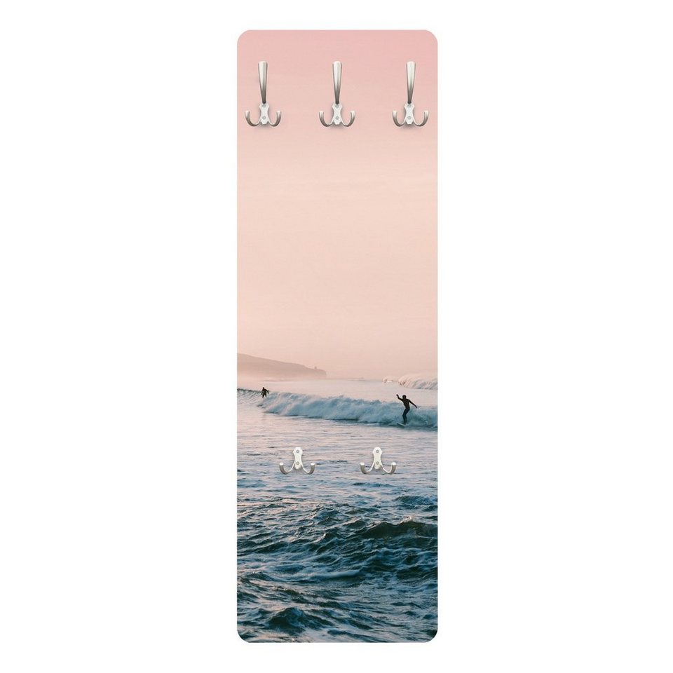 Bilderdepot24 Garderobenpaneel Rosa Natur Sport Strand Meer Surfsession