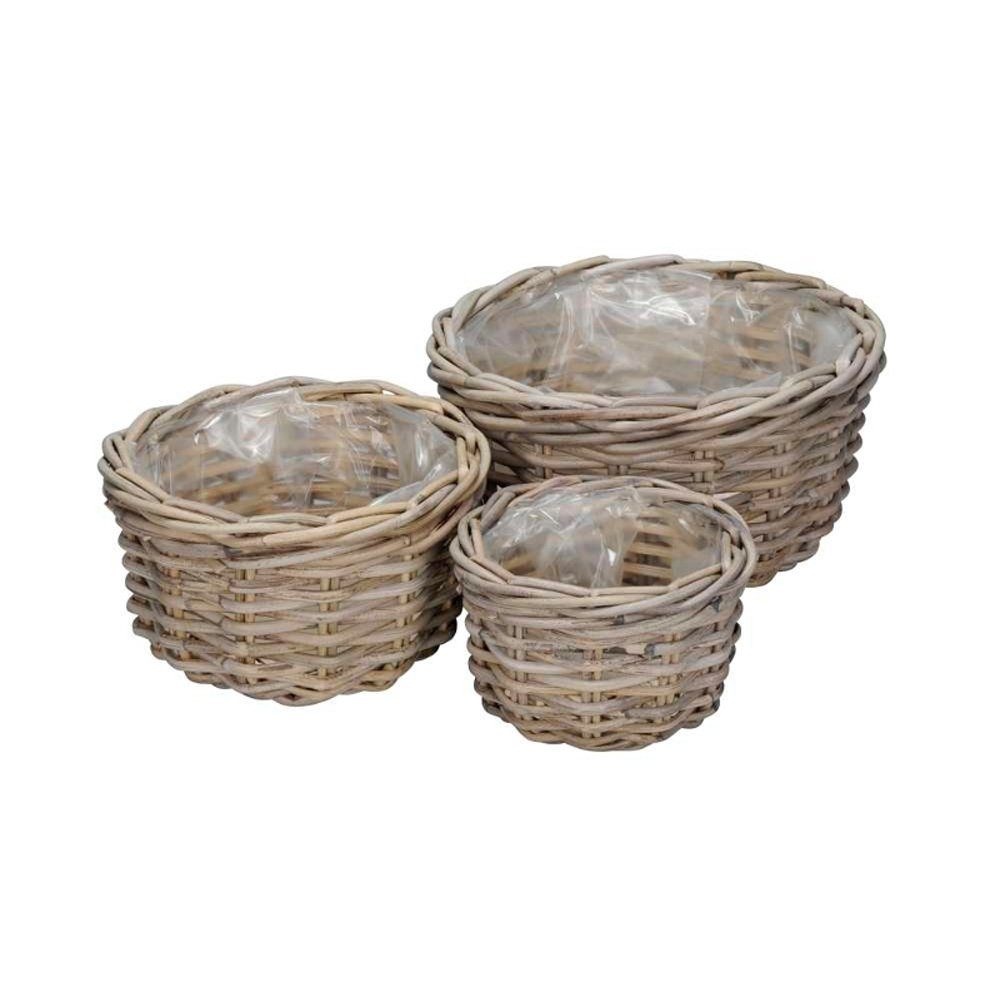Posiwio Blumentopf 3tlg Pflanztopf Lenja Grau Kooboo Rattan