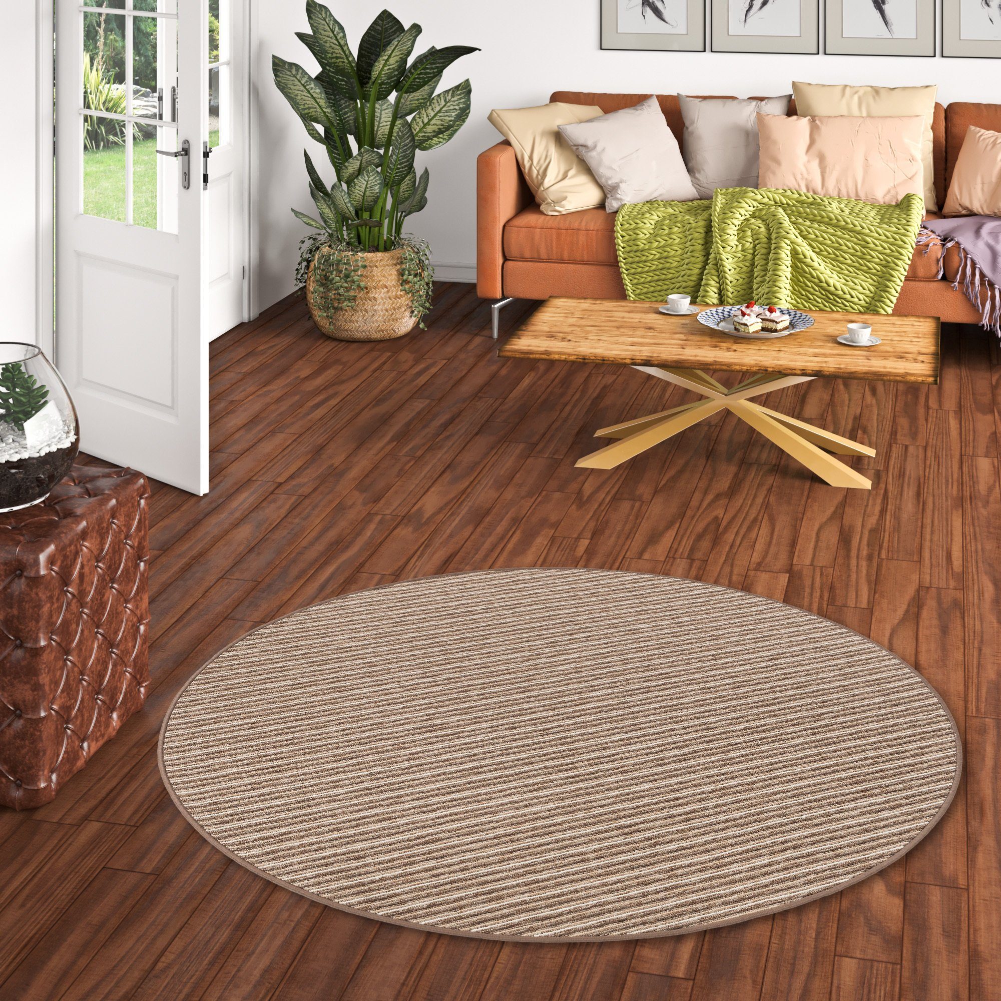 Designteppich Streifenberber Teppich Marta Rund, Snapstyle, Rund, Höhe ...