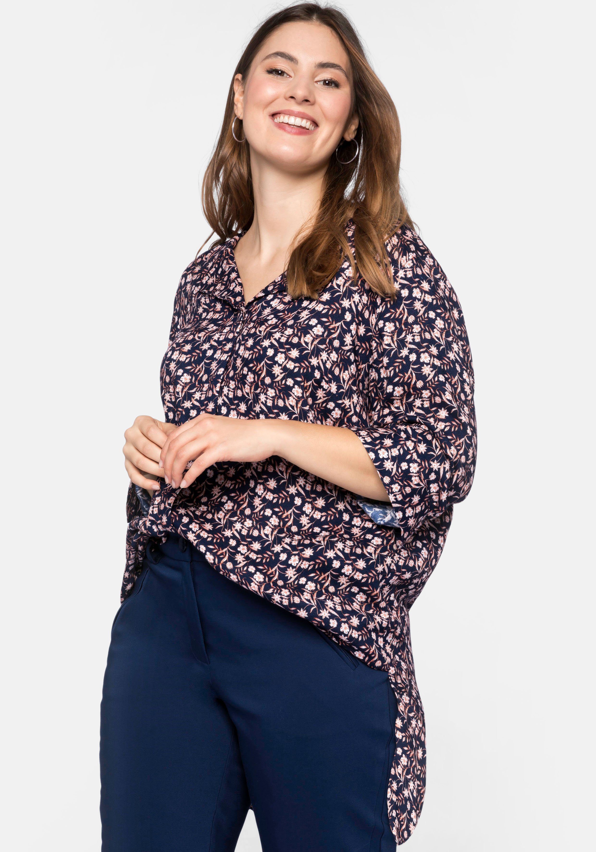 Sheego Longbluse Mit Seitenschlitzen Ärmel Mit Geschlitzter Manschette