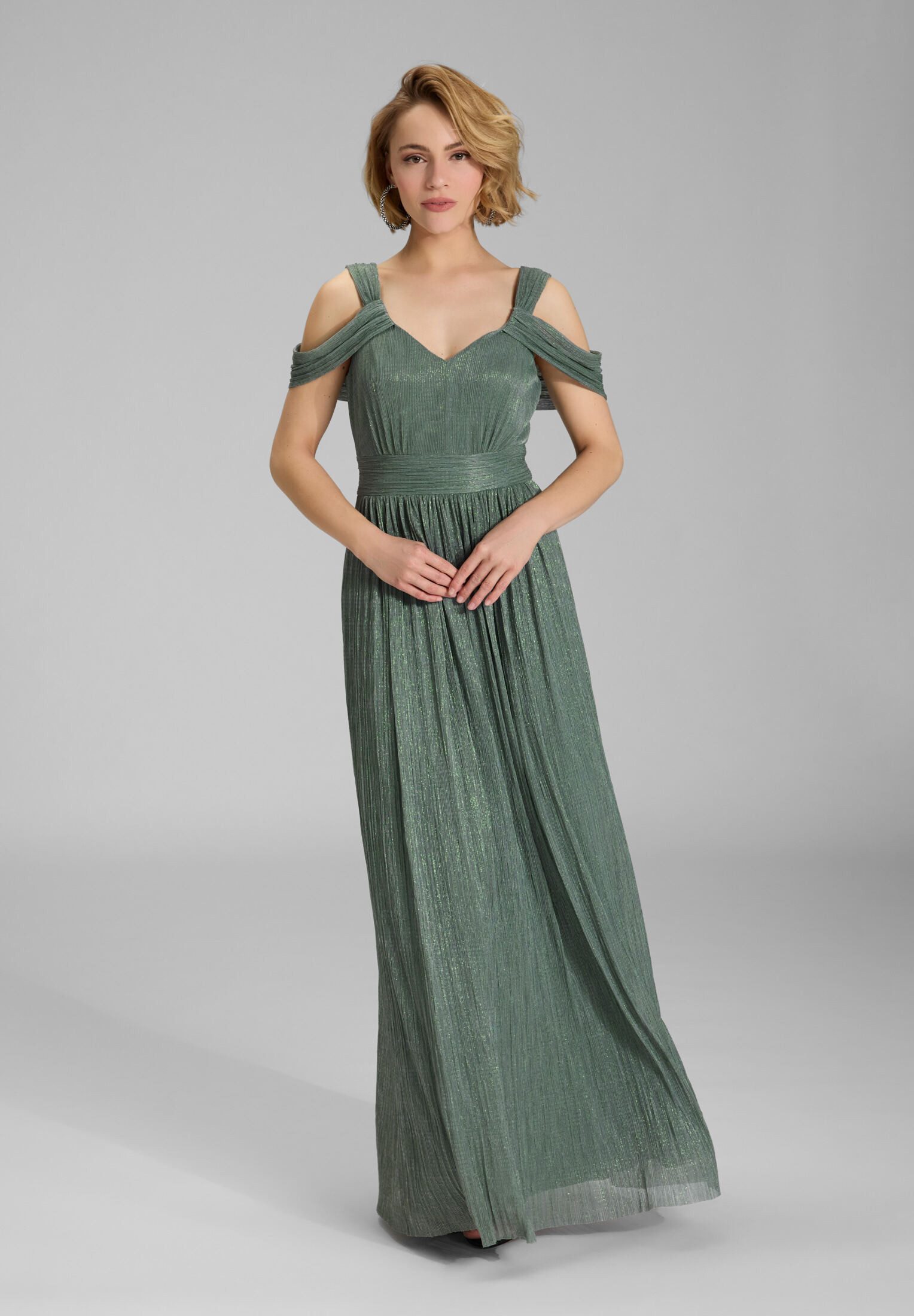 SWING Abendkleid Figurbetonte Passform mit fließendem Rockteil, Cold ...