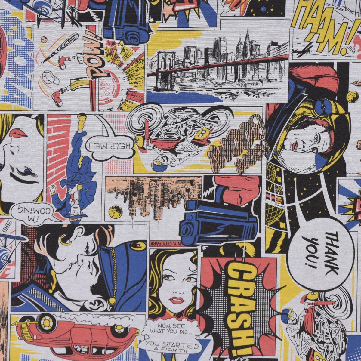 SCHÖNER LEBEN. Stoff Dekostoff Comic bunt 1,40m Breite