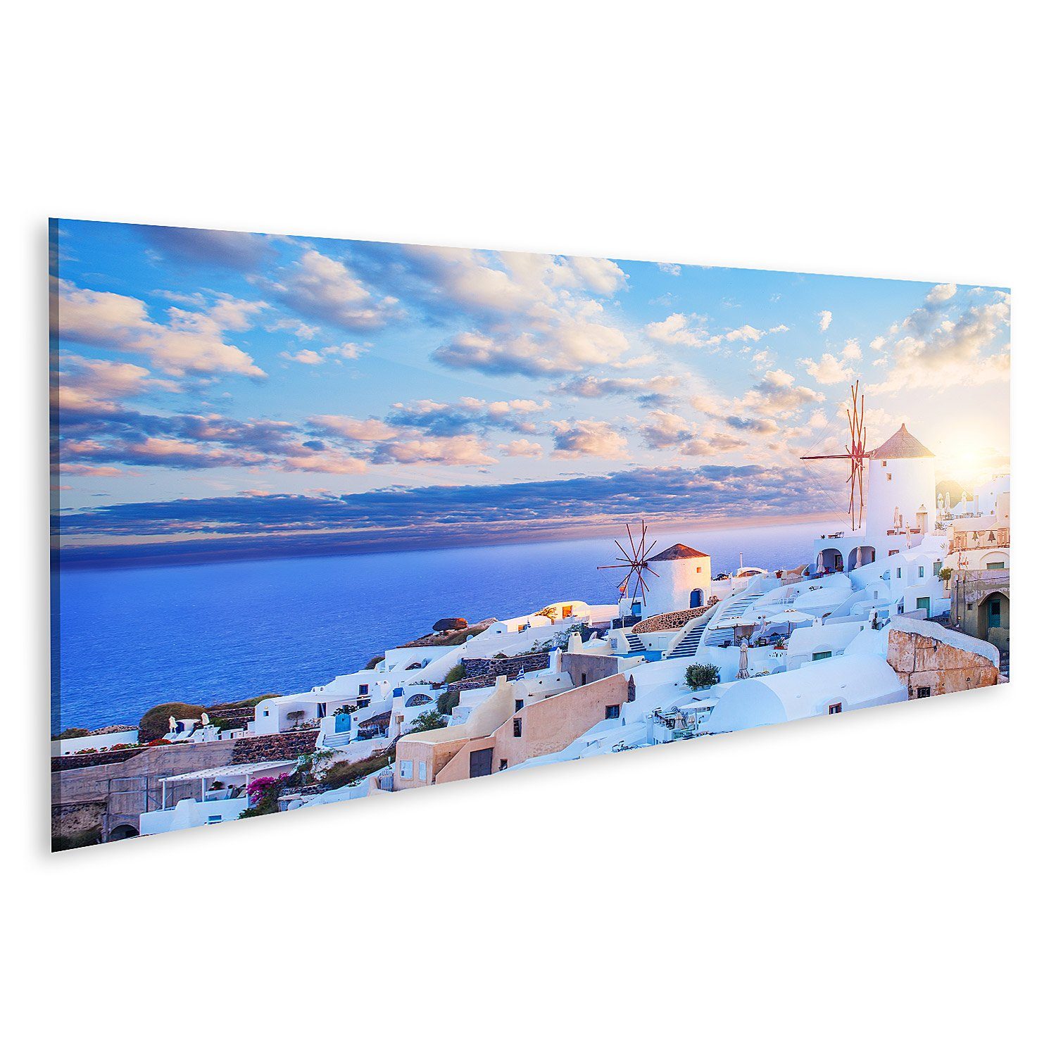 islandburner Leinwandbild Bild auf Leinwand Santorini Skyline Schöne Santorini Landschaft gegen