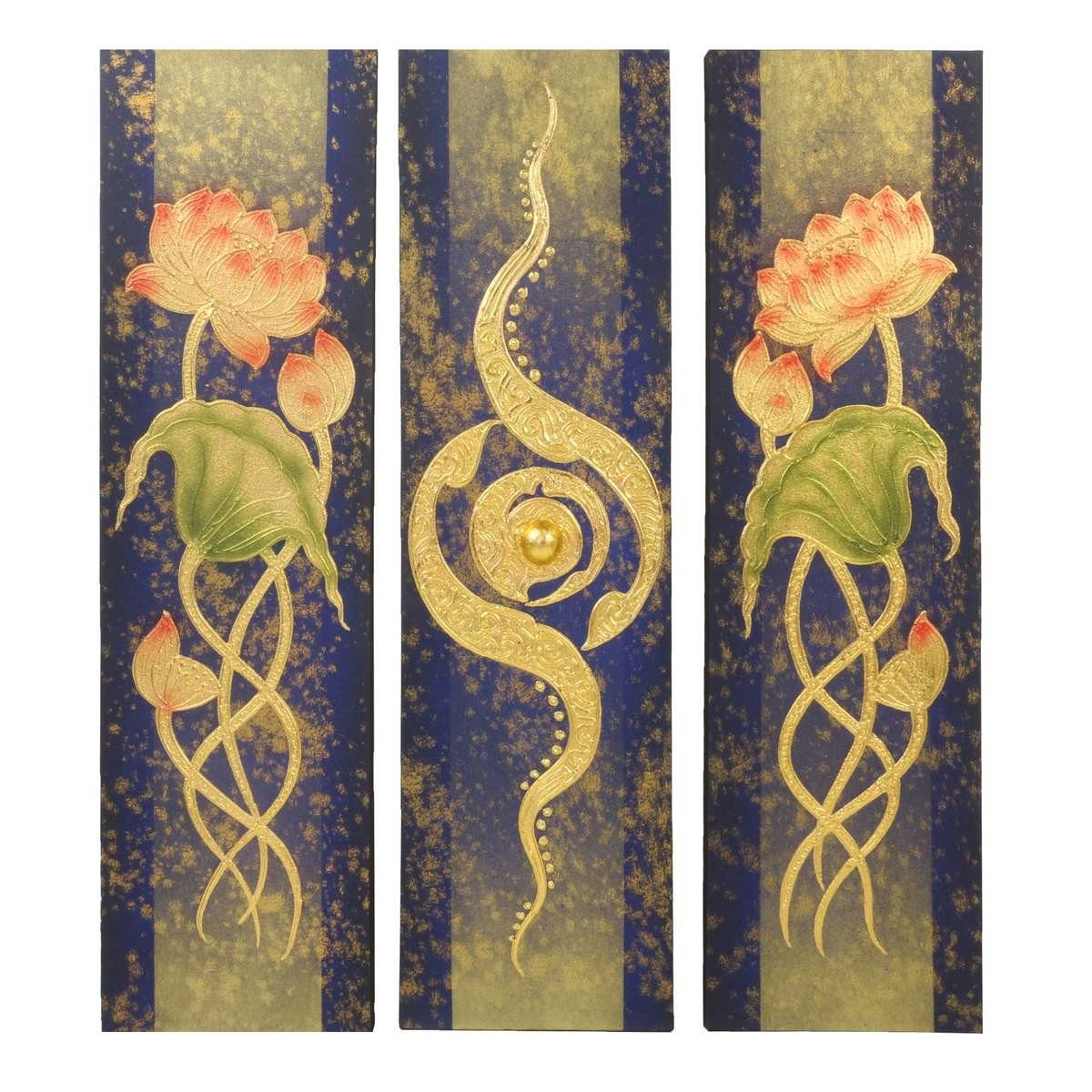 Oriental Galerie Leinwandbild »Bild Wand Deko Leinwand Triptychon 90 cm Nr. 2«, Blumen, Abstrakt ...