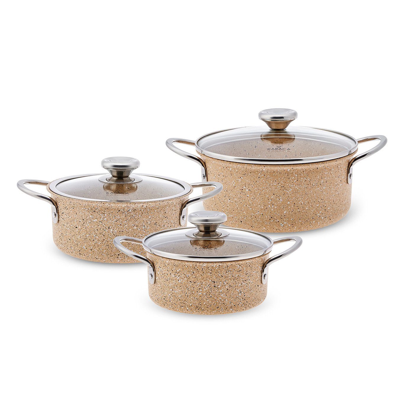 Karaca Topf Set Karaca Biogranit 6 Teilig Midi Topfset Brown