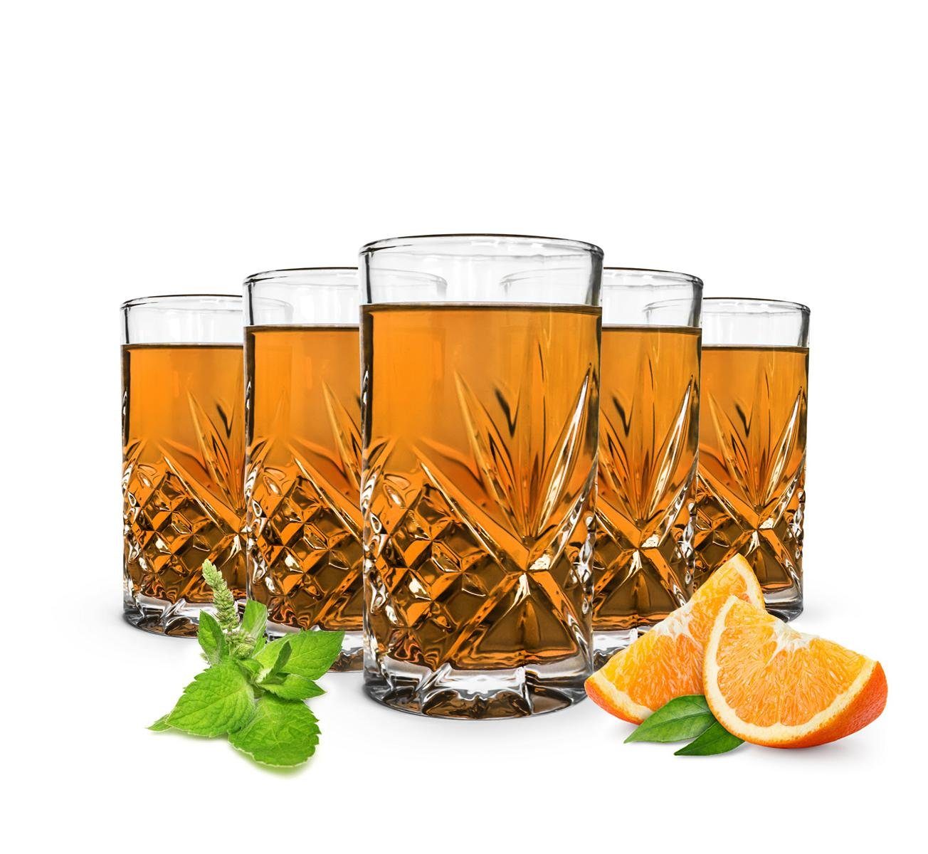 Sendez Longdrinkglas 6 Longdrinkgläser 300ml Mit Relief Trinkgläser